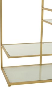 Zlatý antik kovový regál se skleněnými policemi Doree gold - 120*40*91 cm