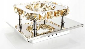 Toolight - Křišťálová hranatá stropní lampa Glamour 8W, teplé světlo, APP405-C, chromová, OSW-65003