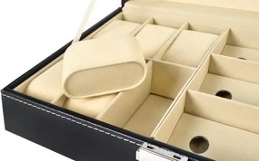 Organizér na hodinky a brýle – elegantní úložný box - Černý