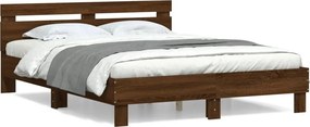 vidaXL Rám postele s čelem 140 x 190 cm kompozitní dřevo [3207439] Barva: hnědý dub