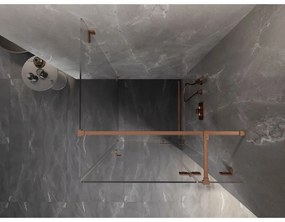 Mexen Lunar T, sklopný sprchový kout pravý 110 x 110 cm, 8mm čiré sklo, profil měděná matná, 834T-110-110-65-00-P