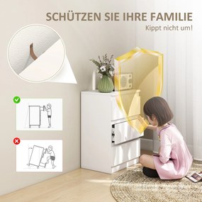 HOMCOM Noční stoly, sada 2 ks, 3 zásuvky, bezúchytový design, vzhled dřeva, bílá