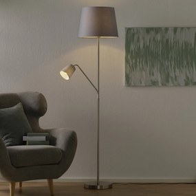 Textilní stojací lampa Layer, čtecí světlo, šedá