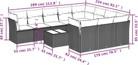 11dílná zahradní sedací souprava s poduškami šedá polyratan 3250069