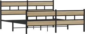 Kovový rám postele bez matrace dub sonoma 200 x 200 cm 3308475