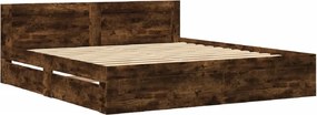 Rám postele s čelem kouřový dub 200 x 200 cm kompozitní dřevo 3295538
