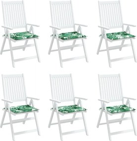 vidaXL Podušky na židli 6 ks vzor listů 50 x 50 x 3 cm textil [361070]
