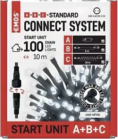 Emos D1AC01 CONNECT / Startovací řetěz s napájením / 100 LED / 10 m /