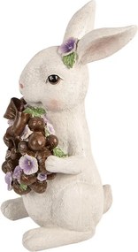 Dekorace králík s čoko věncem a maceškami - 17*16*30 cm