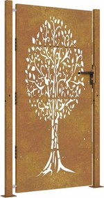 Zahradní branka 100 x 175 cm z cortenové oceli, design stromu 153218