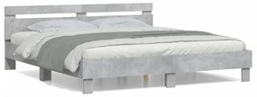 vidaXL Rám postele s čelem betonově šedý 180 x 200 cm kompozitní dřevo