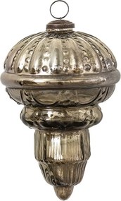 Hnědo-stříbrná antik vánoční skleněná ozdoba XL - Ø 14*22 cm