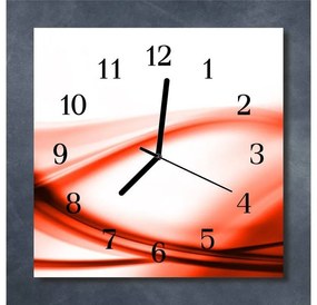Nástěnné hodiny obrazové na skle - Abstrakt červený