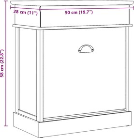 vidaXL Marketos Botník šedý 50 x 28 x 58 cm dřevo pavlovnie
