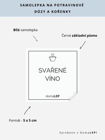 Samolepka na kořenky SVAŘENÉ VÍNO bílá 5 × 5 cm základní písmo