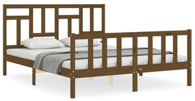 Rám postele s čelem medově hnědý King Size masivní dřevo,  3193149