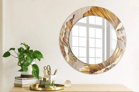 Kulaté dekorativní zrcadlo Zlaté listy fi 50 cm