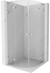 Mexen Lunar, L půlkruhový výklopný sprchový kout 70 x 70 cm, 8mm čiré sklo, chromový profil, 833L-070L-070P-01-00