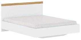TEMPO Manželská postel, 160x200, bílá/dub wotan, VILGO