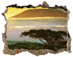 Wallmuralia Díra 3D ve zdi nálepka Kilimandžaro Keňa 95x64 cm