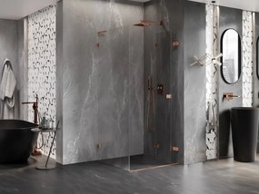 Mexen Lunar-F L, sklápěcí sprchový kout pravý 80 x 80 cm, 8mm čiré sklo, profil měděná matná, 836L-080-080-65-00-P