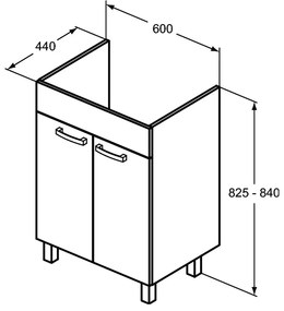 Ideal Standard Tempo - Skříňka pod umyvadlo 600 mm (2 dvířka), Dub pískový, E3239OS