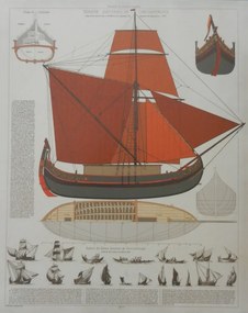 ART-STYLE Obrázek 24x30, loď pobřežní plavby, rám sv. dub - červotoč