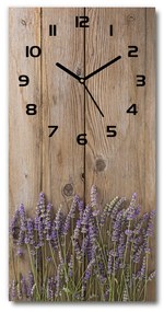 Wallmuralia Nástěnné hodiny Levandule na dřevě 30x60 cm