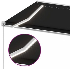 Ručně zatahovací markýza s LED světlem 500x300 cm Dekorhome Bílá / modrá