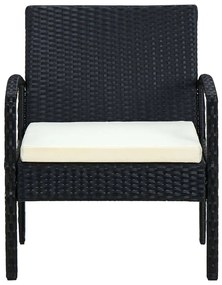 Zahradní židle s poduškou polyratan černá - Default Title