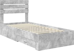 Rám postele s čelo Betonově šedá 90 x 190 cm Kompozitní dřevo 3411694
