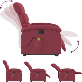 Zvedací masážní polohovací křeslo vínové textil 3203993
