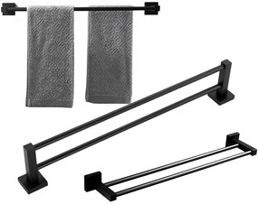 Camerazar Černý držák na ručník 50 cm v LOFT stylu