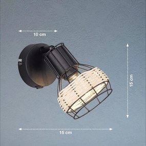 Černé nástěnné svítidlo Straw – Fischer &amp; Honsel