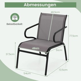 Costway Sada 2 zahradních židlí, balkónových židlí s prodyšnou látkou