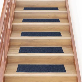 Schodové rohože samolepicí 15 ks 76 x 20 cm šedomodré obdélníkové 326929