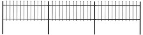 Zahradní plot s kopím nahoře ocelový 504 x 80 cm černý 277604