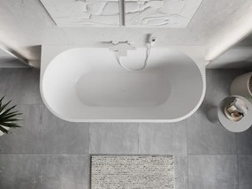 Mexen Oris, volně stojící rýhovaná vana 150 x 75 cm, bílá-černá, bílý přepad, 52871507575-20