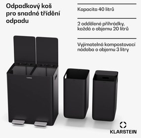 Klarstein EcoVista, odpadkový koš s kompostérem, 40 l + 3 l/koš + kompostér, Soft-Close