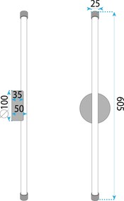 Toolight Toolight, LED nástěnné svítidlo 60cm, 12W, 3000K, LHJ069-W, černá matná, OSW-60037