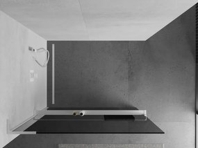 Mexen Kioto+ L, sprchová zástěna Walk-In s poličkou a věšákem 110 x 200 cm, 8mm šedé sklo, bílý profil, 800-110-123-20-40