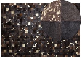 Hnědozlatý patchwork kožený koberec 160x230 cm BANDIRMA Beliani