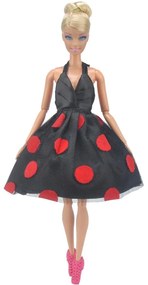 Retro šaty 60. let pro panenky Barbie Varianta: 4 černé s červenými puntíky