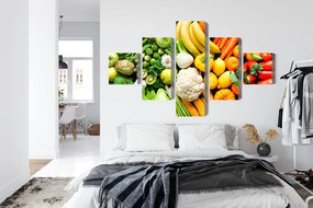Vícedílný obraz Ovoce A Zelenina V Barvách Duhy Nedostatek Nedostatek Přírodní plátno 250x150