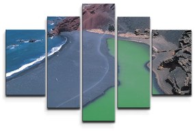 Sablio Obraz - 5-dílný Černé pobřeží - 125x90 cm