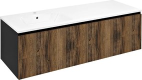 Sapho Sapho, LOREA skříňka 140x46x51, 5cm (70+70cm), levá, dub collingwood/černá matná, LE070-1935-L-06