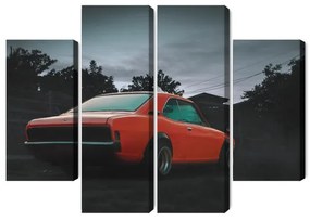 Vícedílný obraz Oranžové Retro Auto Nedostatek Nedostatek Plátno Canvas 160x120