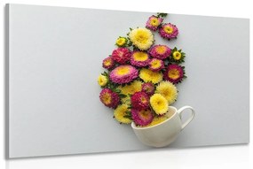 Obraz šálek plná květin - 60x40 cm