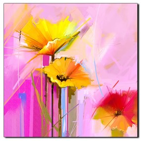 Obraz na plátně - Abstraktní malba, jarní květiny reprodukce- čtverec 3269A (80x80 cm)