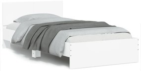 Rám postele s čelem a LED osvětlením bílý 100 x 200 cm